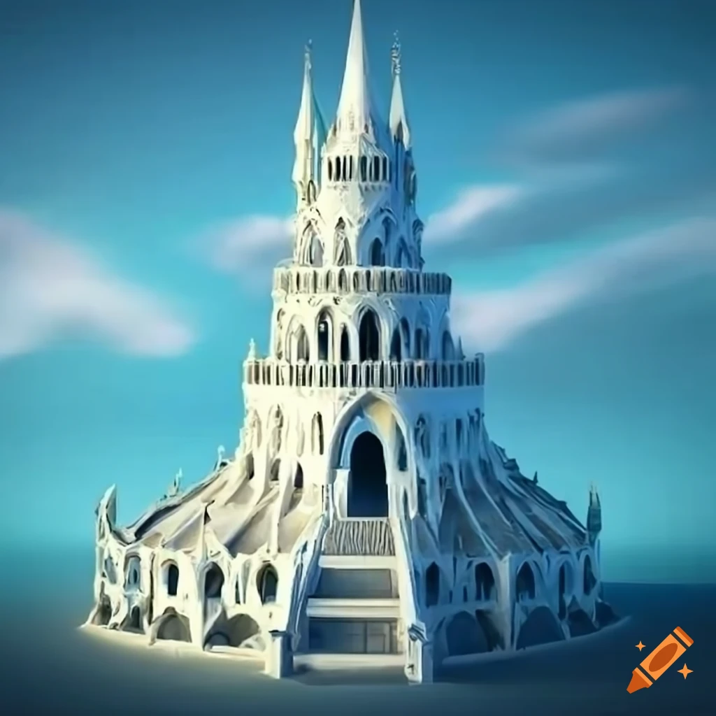 Imposing white tower with intricate elven architecture design on Craiyon