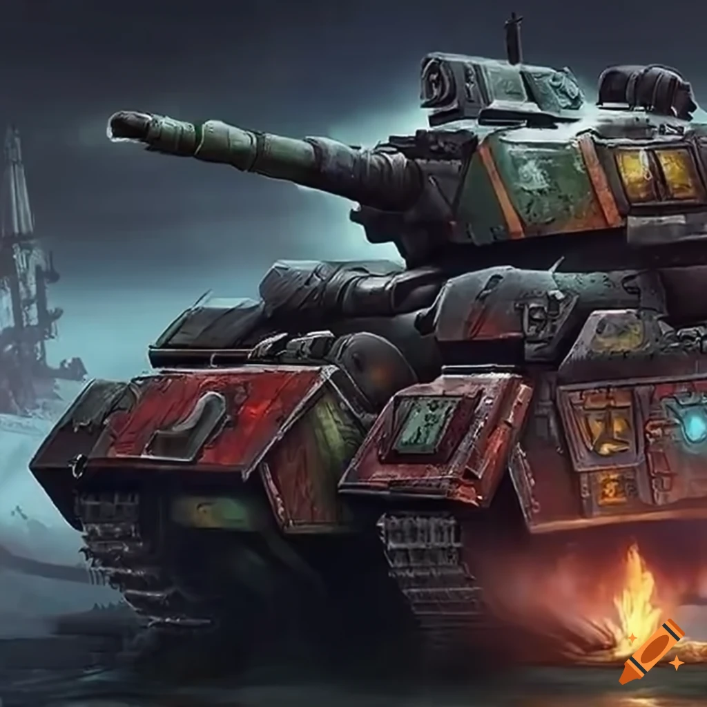 Soviet futuristic tank in Warhammer 40000 style on Craiyon