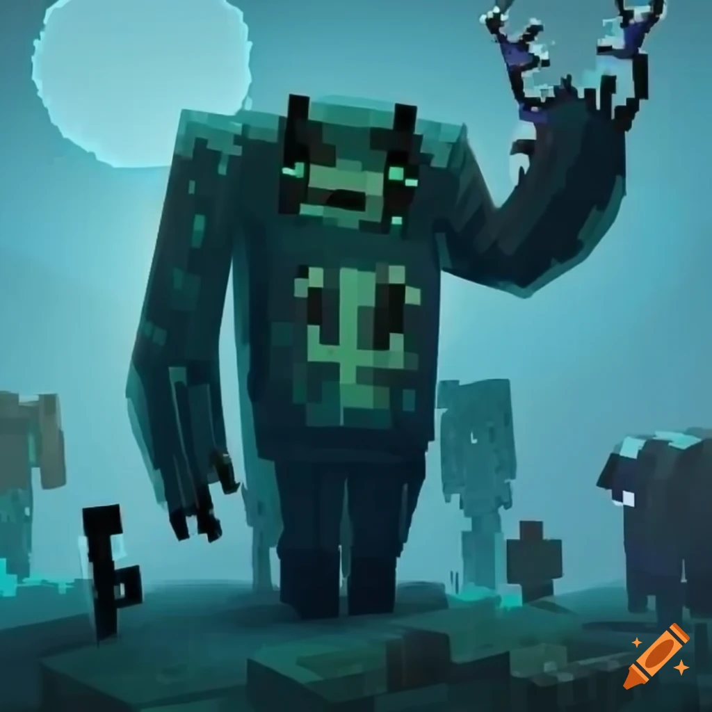 Warden, warden and minecraft mob called creeper in a landscape on Craiyon