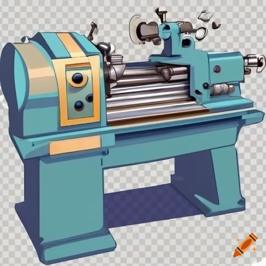 Cartoon metal work lathe on Craiyon
