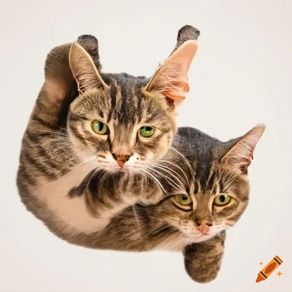 Cat hanging down against white background on Craiyon