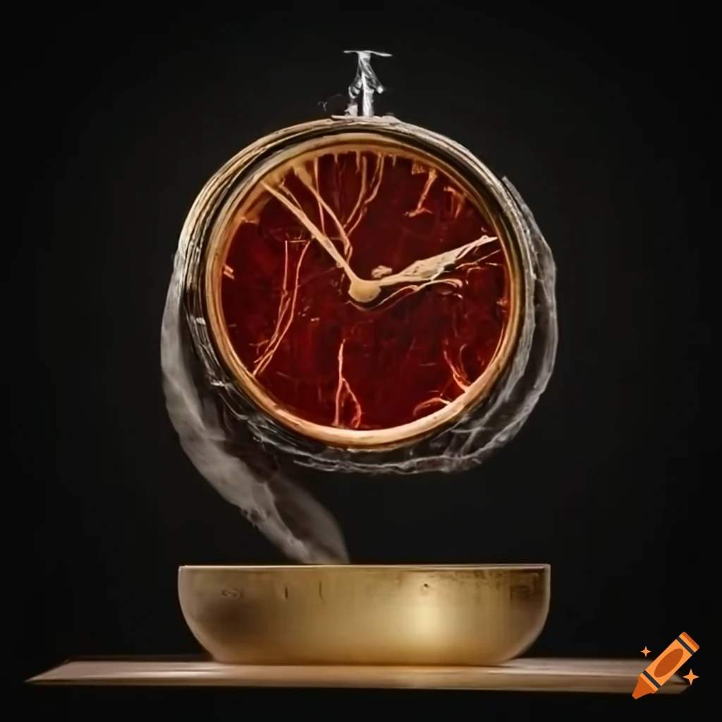 Strange clock with blood flow in a 1930s watchmaking workshop on Craiyon