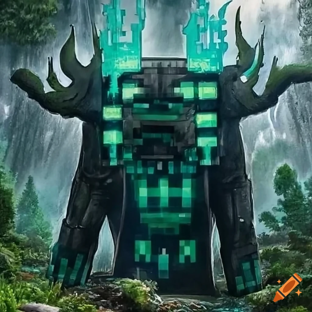 Minecraft warden detailed art piece in realistic style on Craiyon