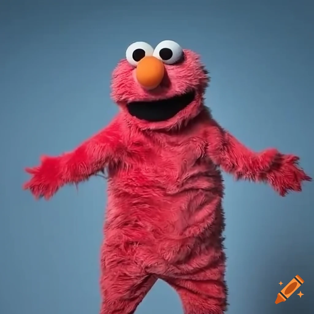 Meerkat in a red full-body elmo monster suit costume on Craiyon