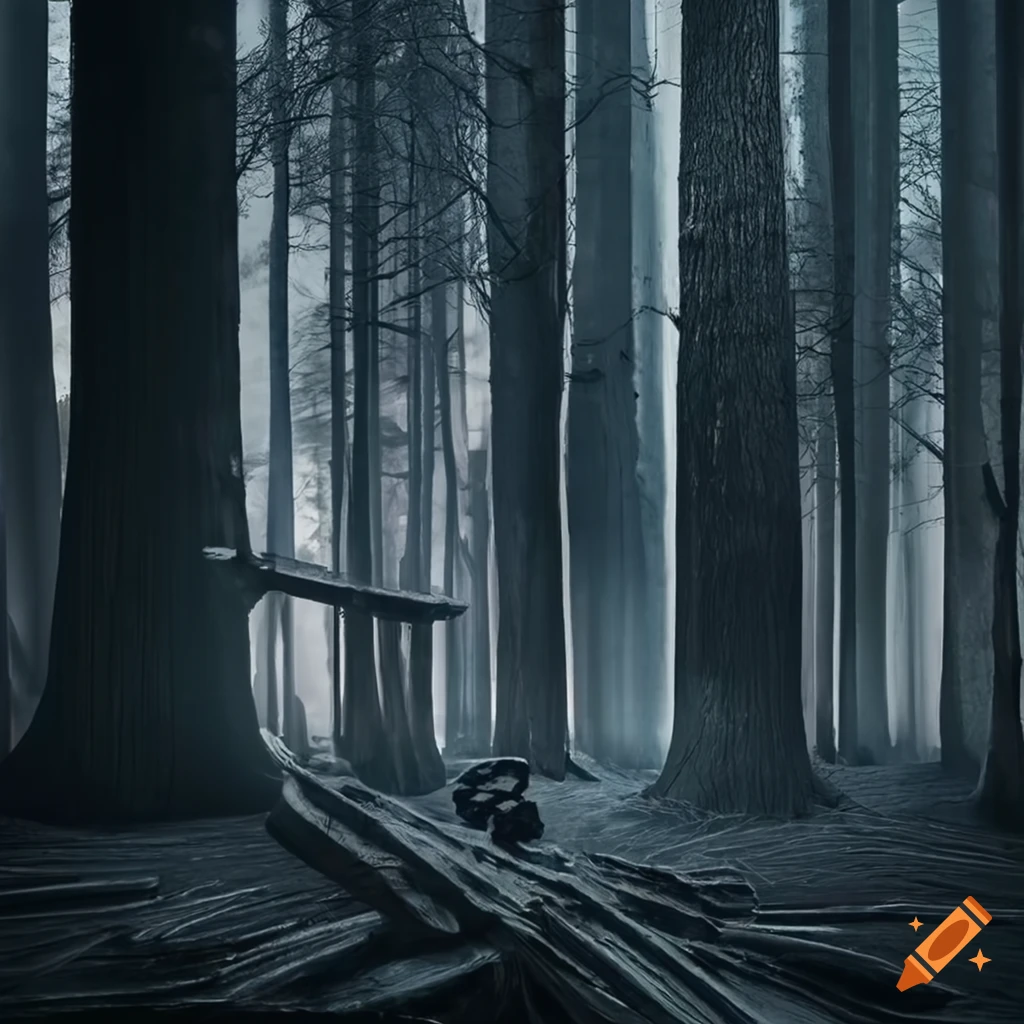 Metal forest with interconnected structures on Craiyon