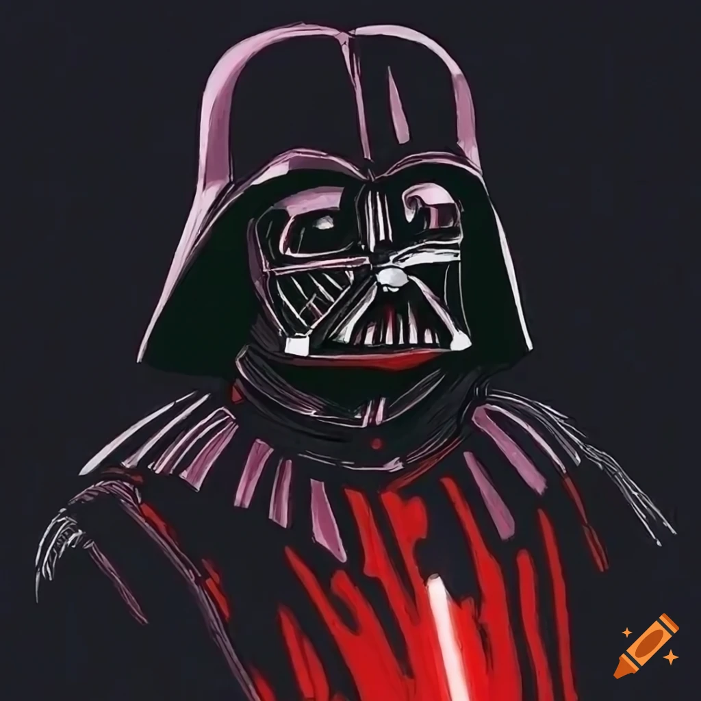 Line drawing of darth vader character on Craiyon