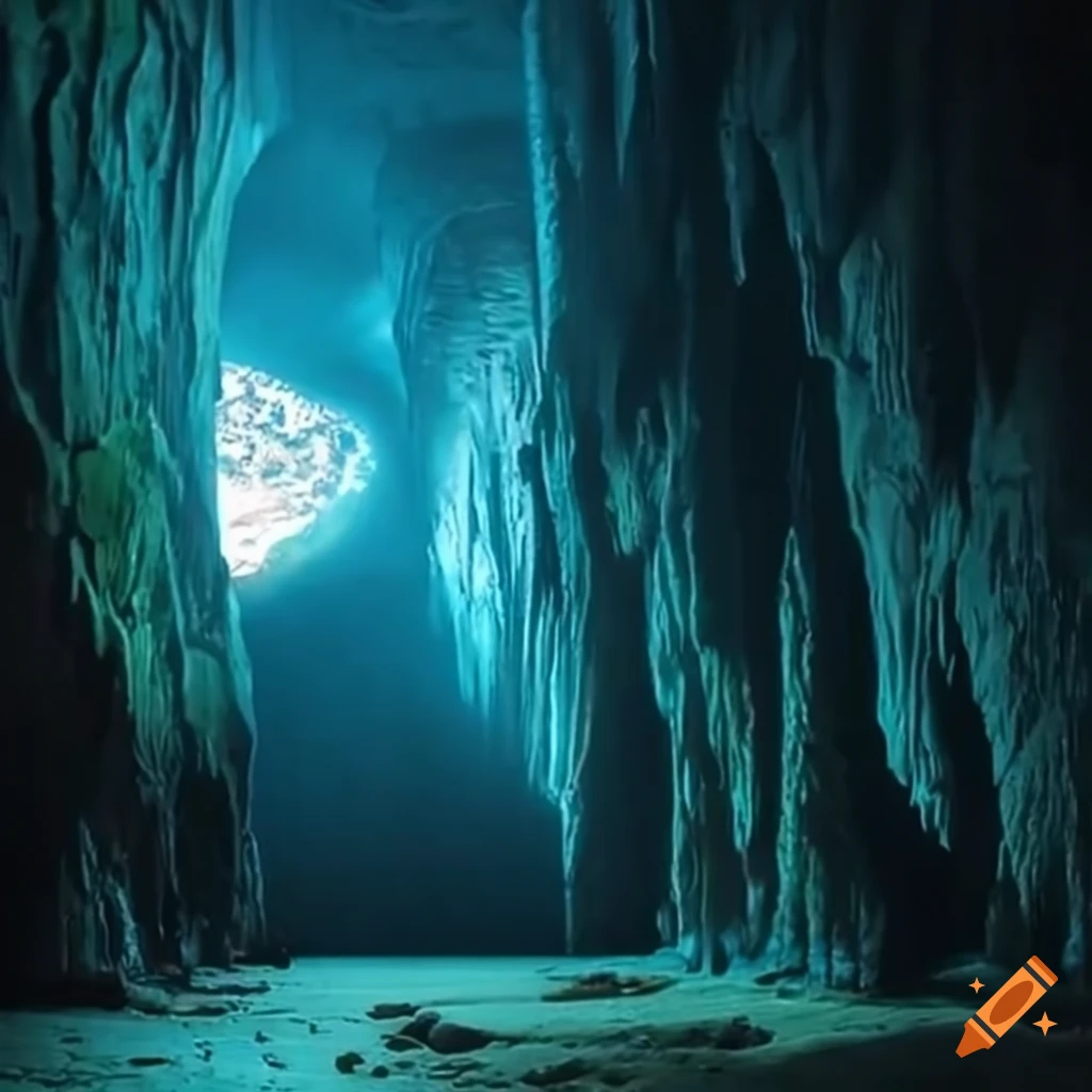 Inside of a wet cave on Craiyon