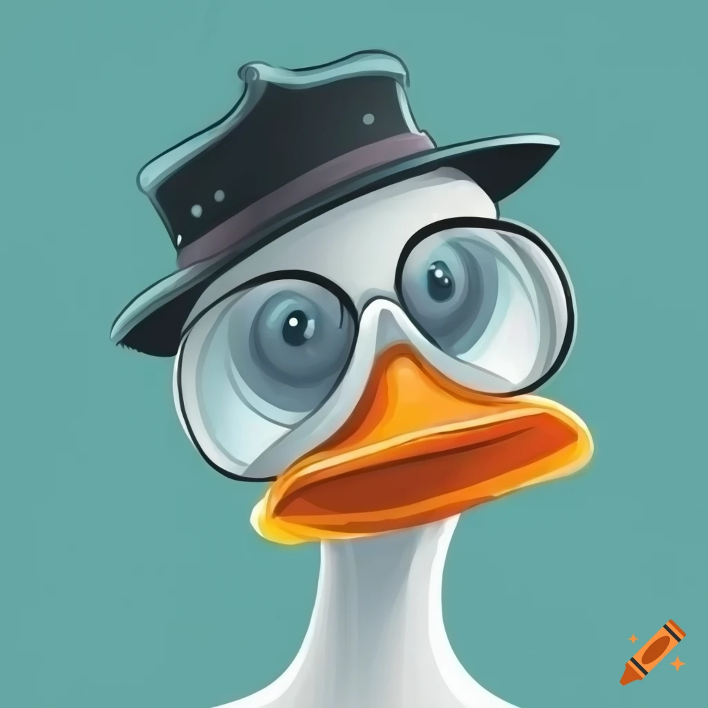Cartoon duck with a stylish hat reading a newspaper on Craiyon