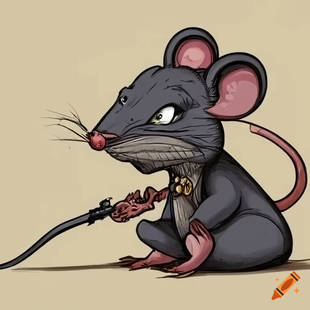 Rat with a weapon in a stylish drawing on Craiyon