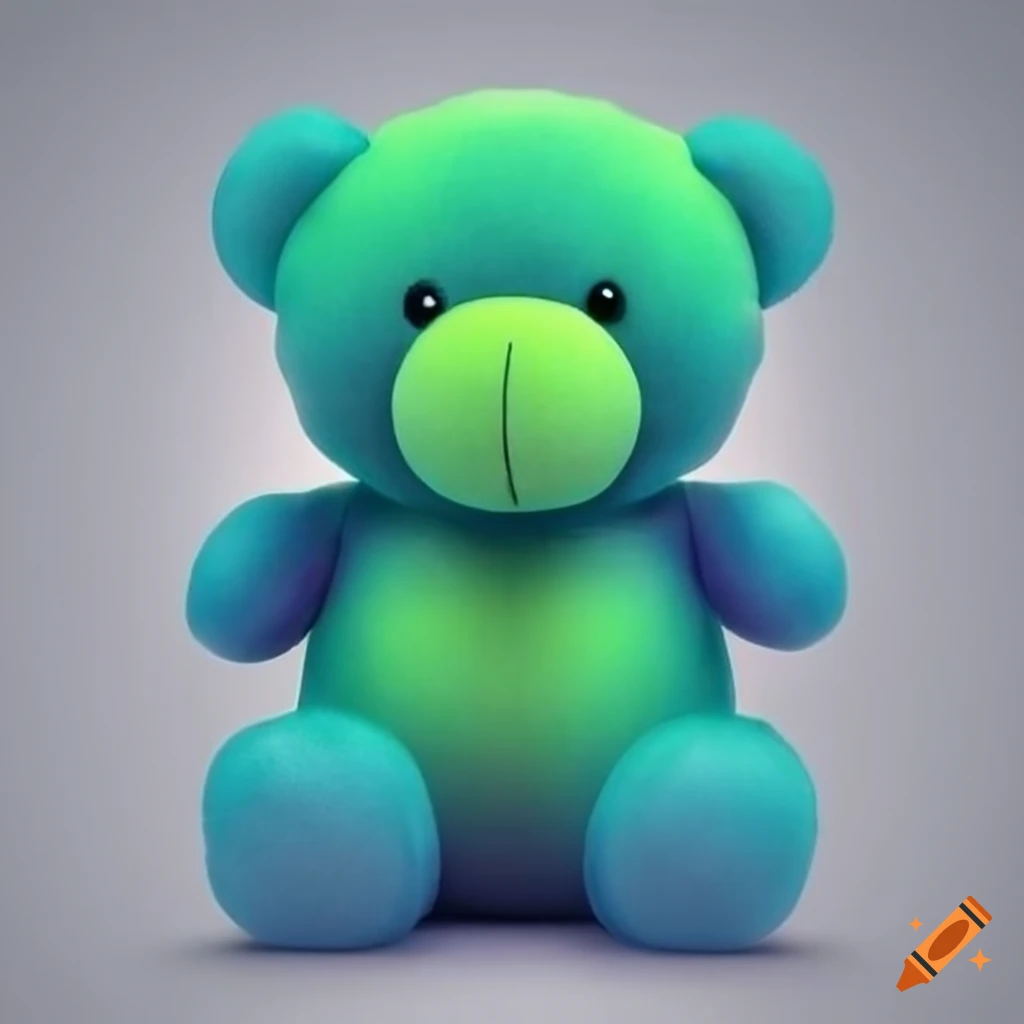 Hypercolor green to neon blue gradient teddy bears on Craiyon