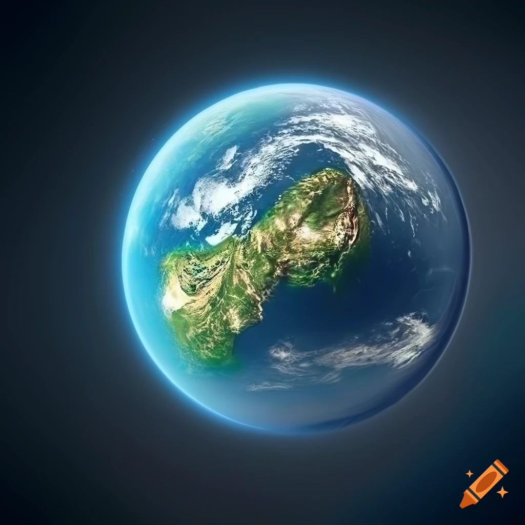 Illustration of an alien planet with continents and oceans on its ...