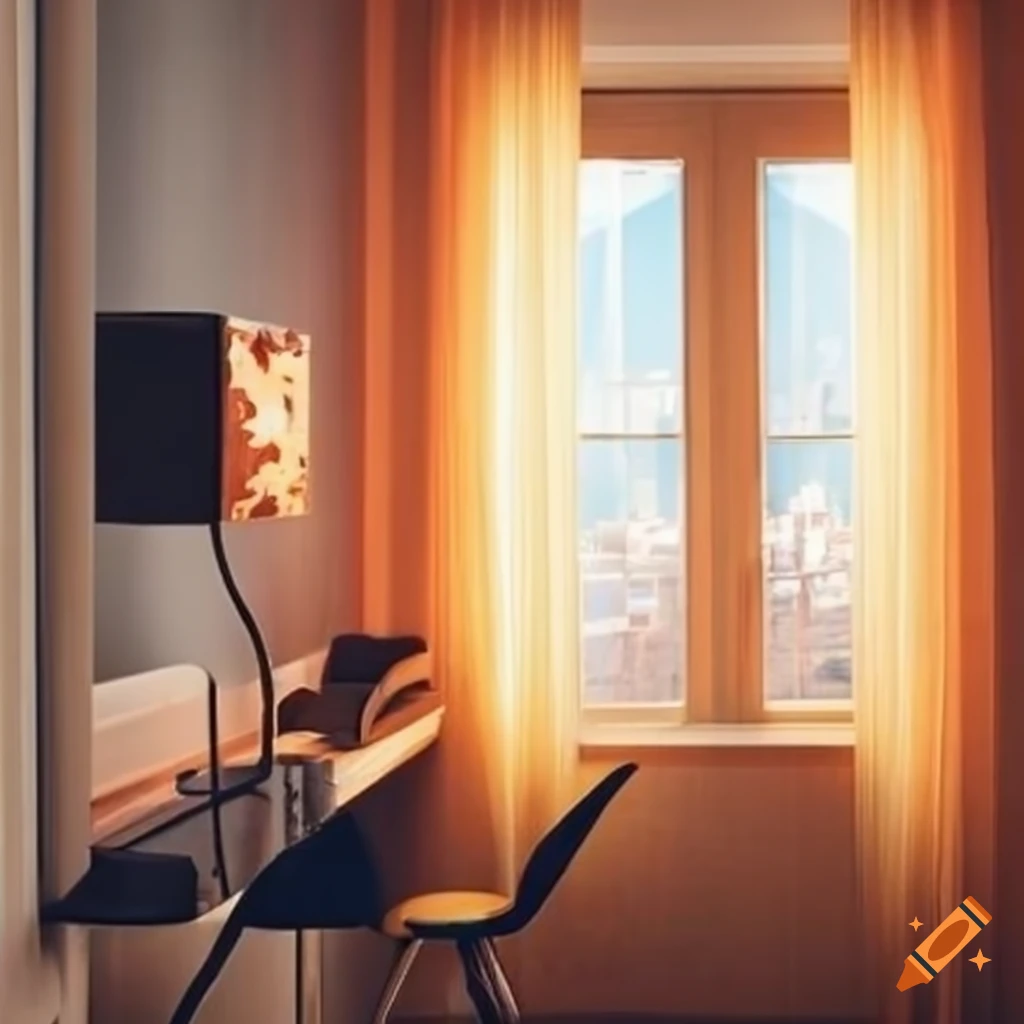 Interior with windows, with something unrealistic seen through the ...