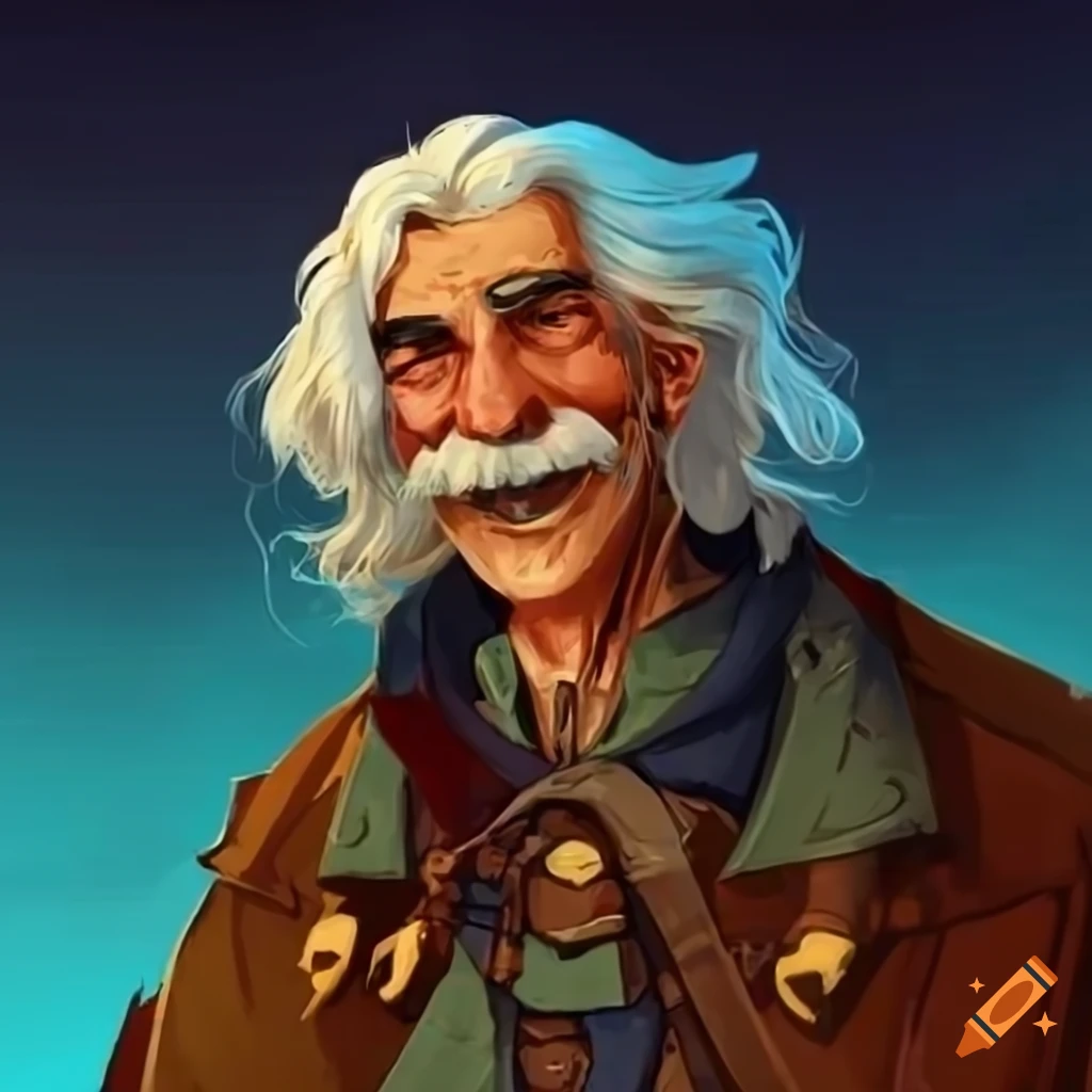 Smiling nomadic bard character inspired by Sam Elliott and Willie ...
