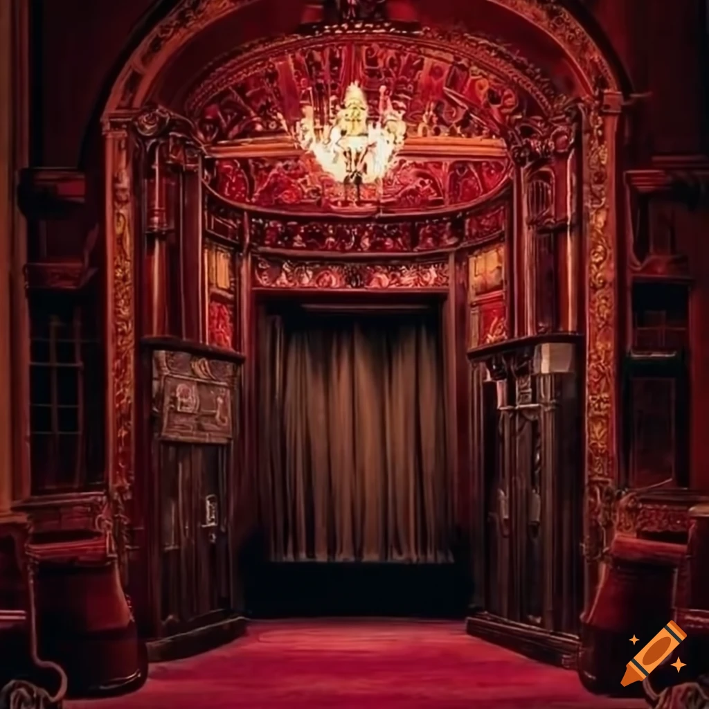 Ticket booth inside a Victorian theater on Craiyon