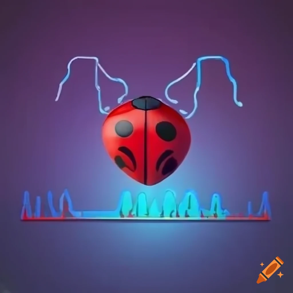 Ladybug logo for heart ECG interacting with AWS stream on Craiyon