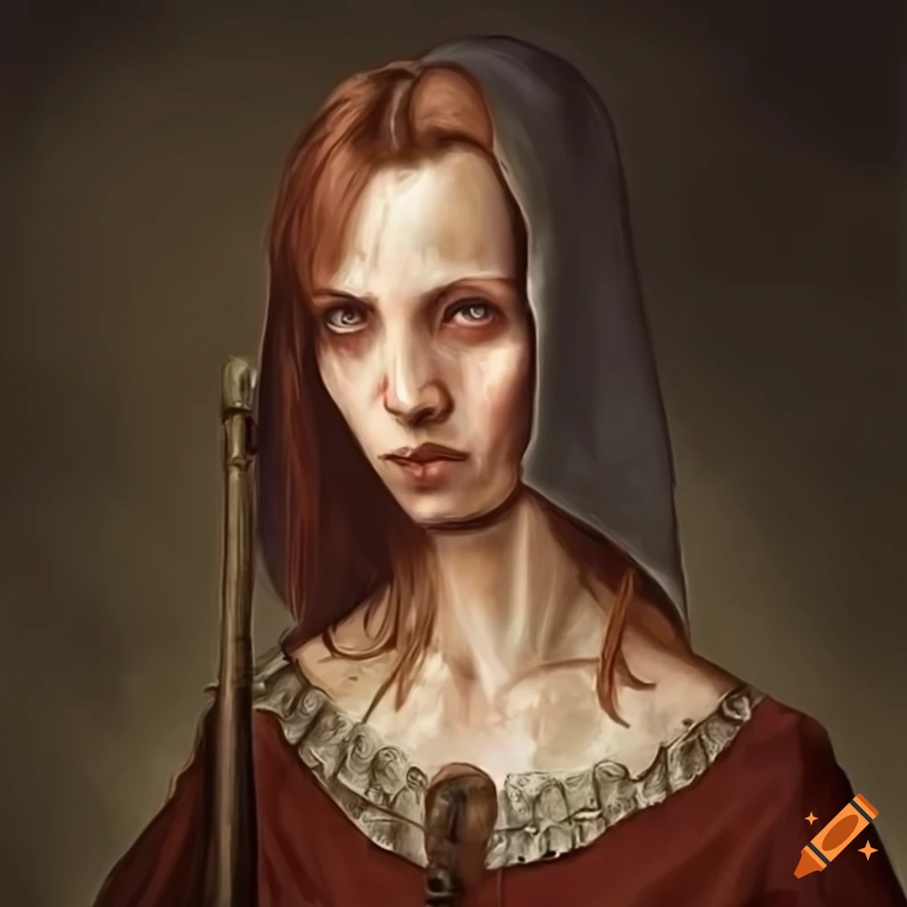 Portrait of a medieval citizen in a vampiric setting on Craiyon