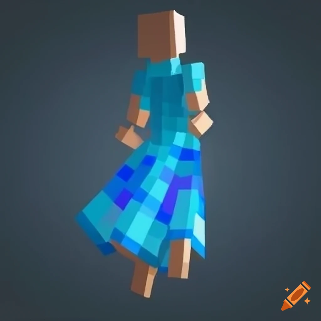 Dancer in a blue pixelated dress resembling minecraft blocks on Craiyon