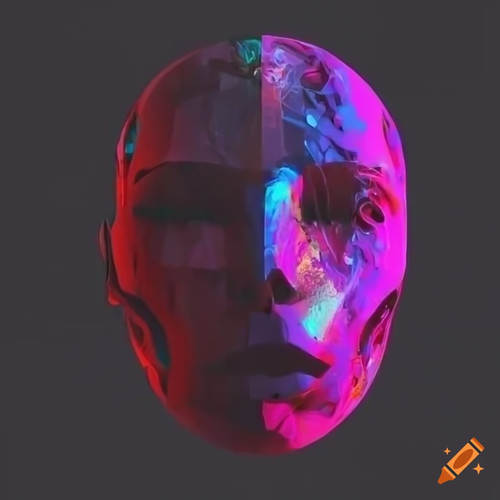 Techno abstract artificial intelligence concept with a transparent face ...