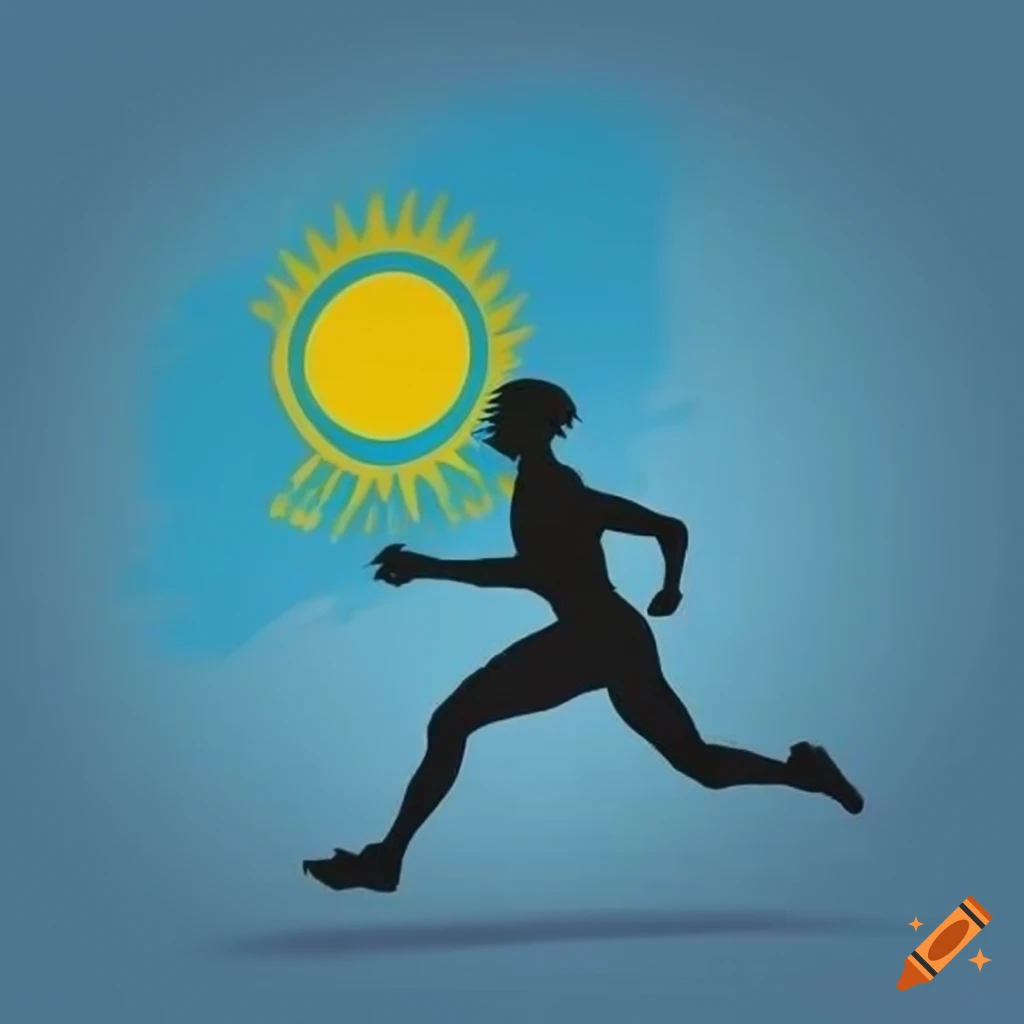 Triathlon kazakhstan flag running silhouette on Craiyon