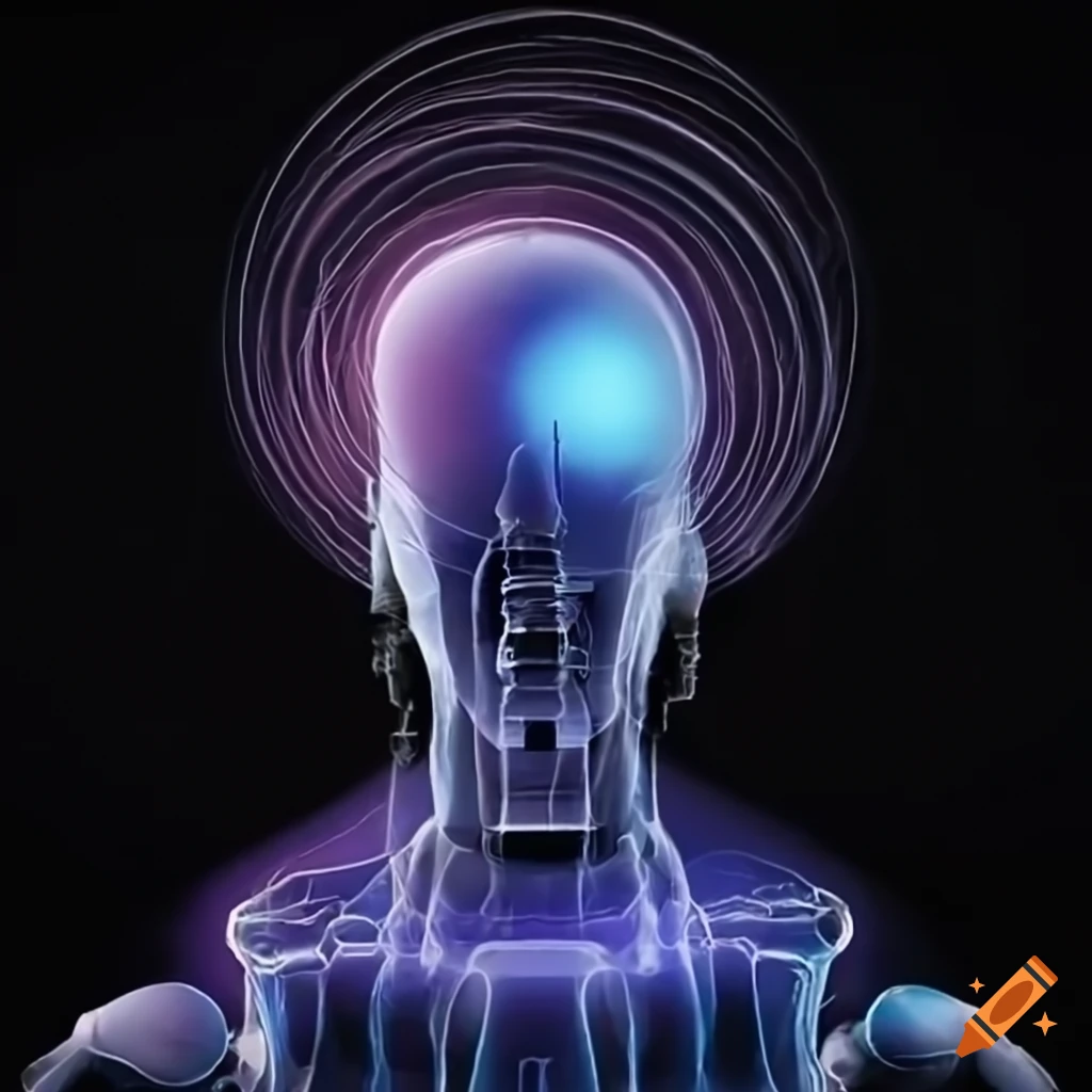 X-ray robot representation of wave function collapse on Craiyon