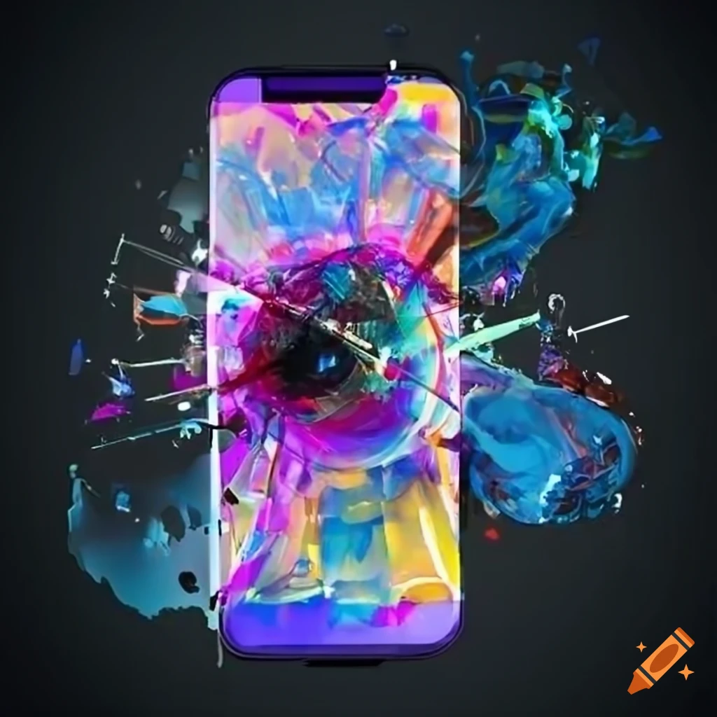 Exploded view of a mobile phone on Craiyon