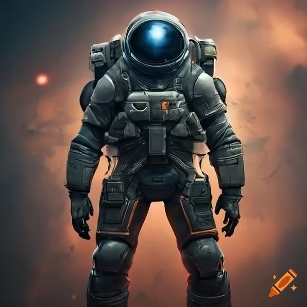 Sci-fi astronaut soldier in power armor on Craiyon