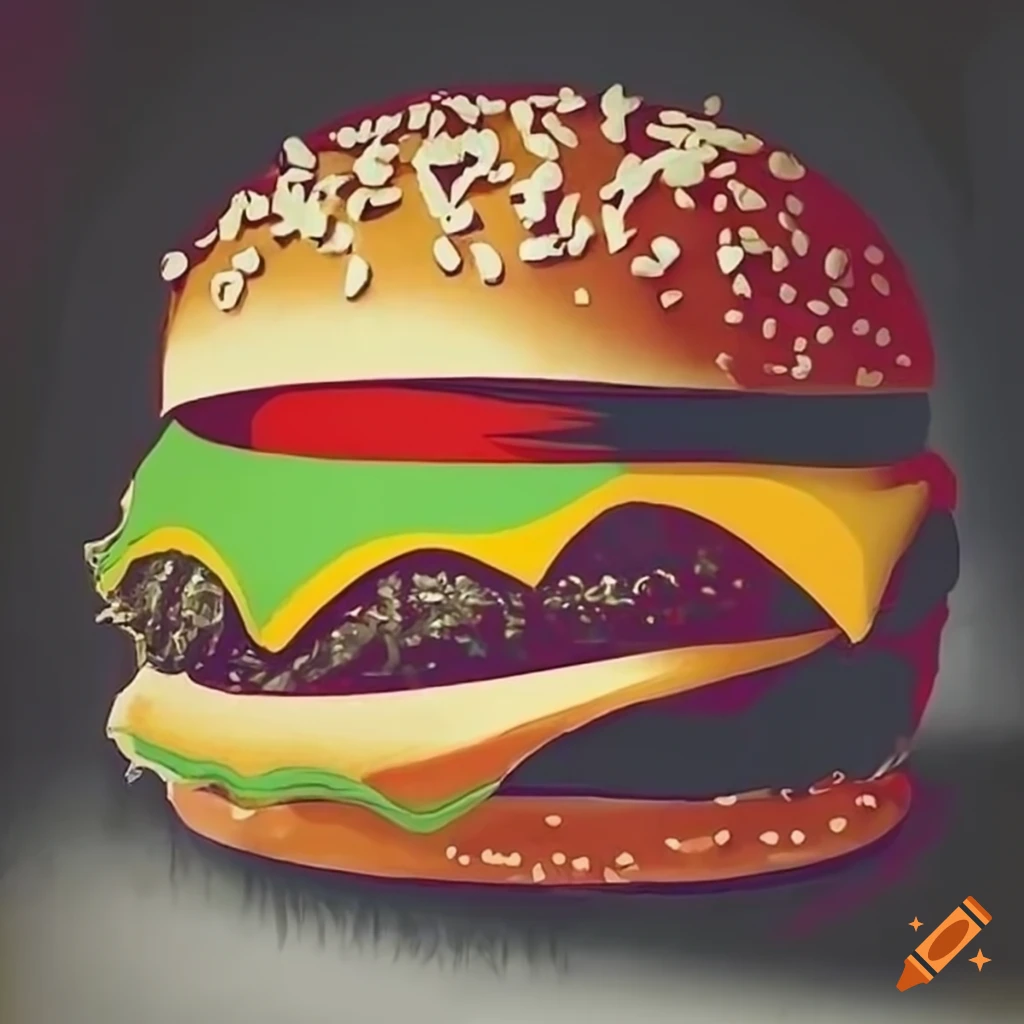 Pop art portrait of a cheeseburger by andy warhol on Craiyon