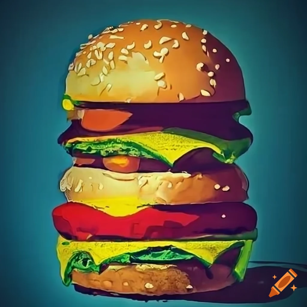 Pop art portrait of a cheeseburger by andy warhol on Craiyon