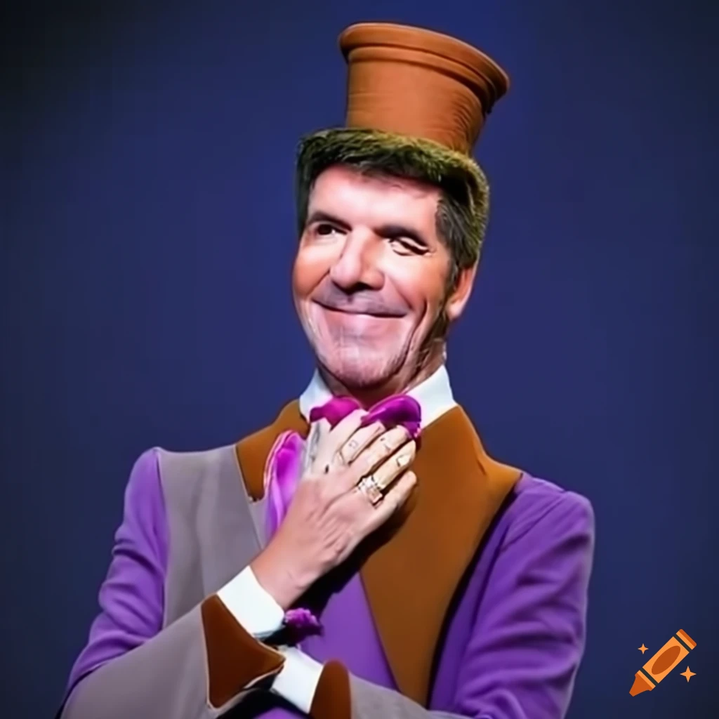 Simon cowell portraying willy wonka in a unique role adaptation on Craiyon