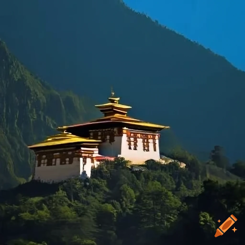 Bhutan temple on Craiyon