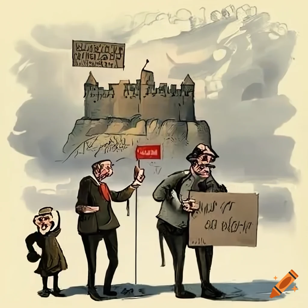 Political cartoon of skinny beggars with signs asking for minimum wage ...