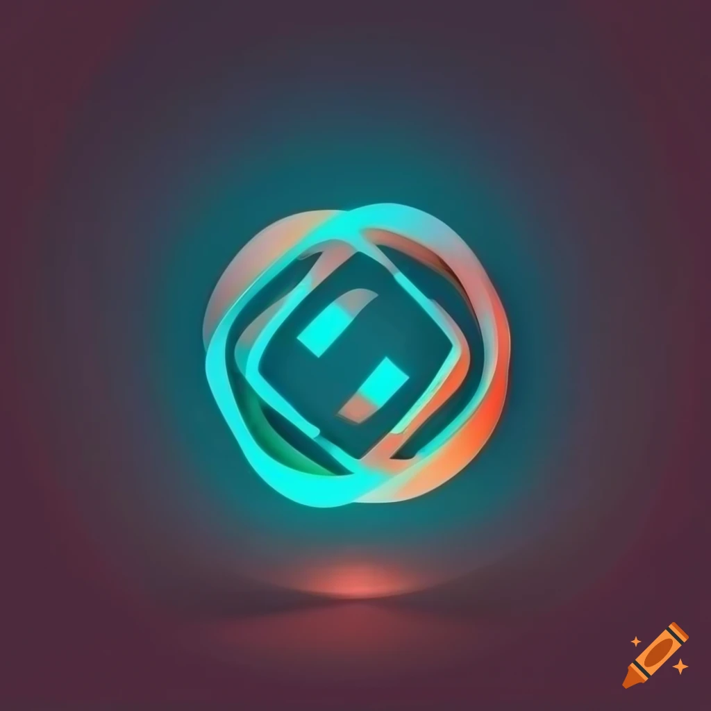 Creative modern logo with interconnected 3d shapes on light background ...