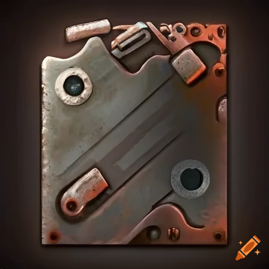 Scrap metal plate with screws, 2d videogame icon on Craiyon