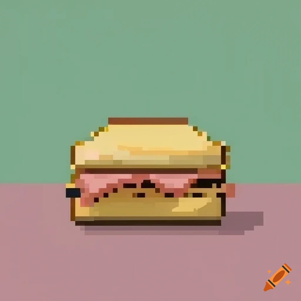 Pixel art of a ham and cheese sandwich on Craiyon