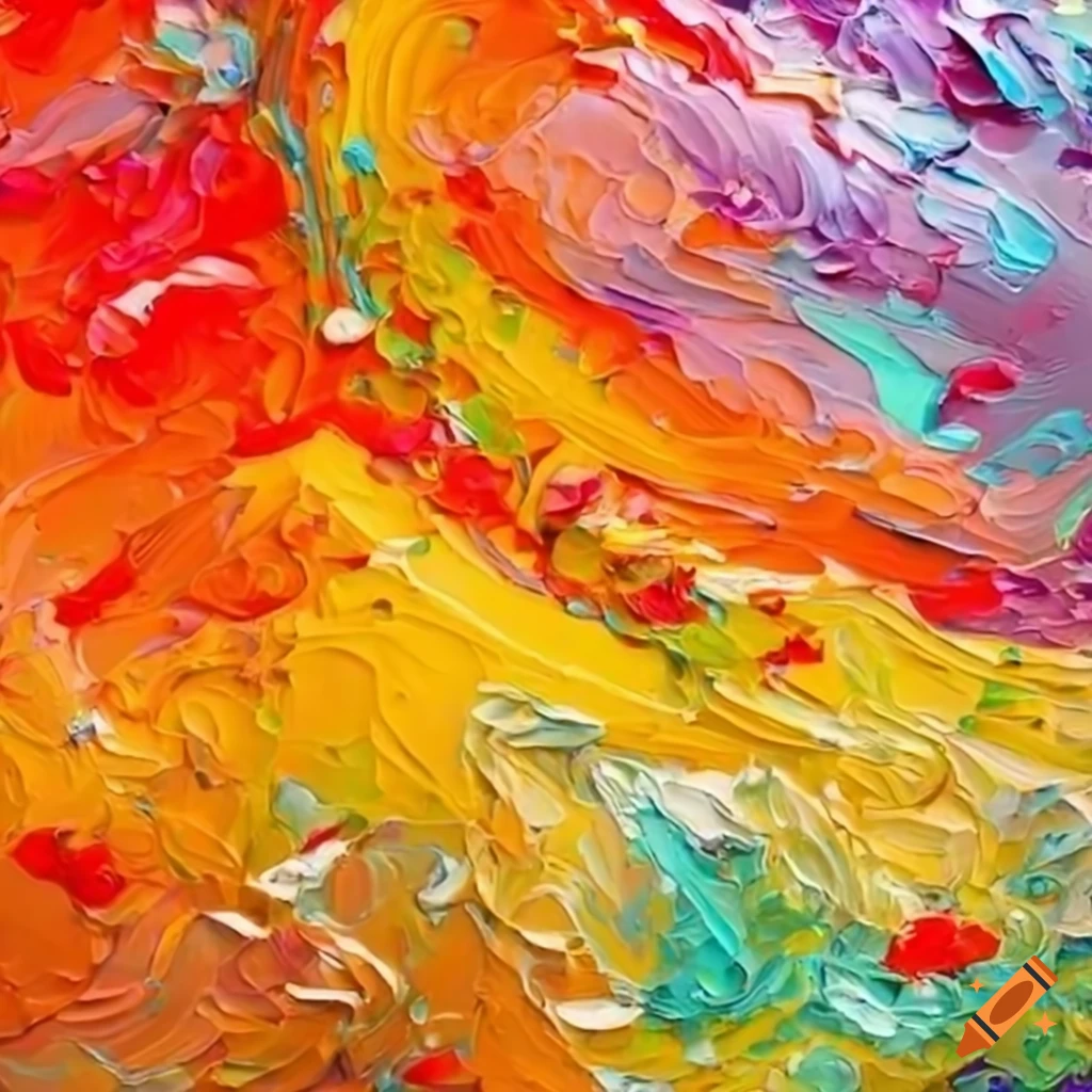 Bright abstract natural art in impasto style on Craiyon