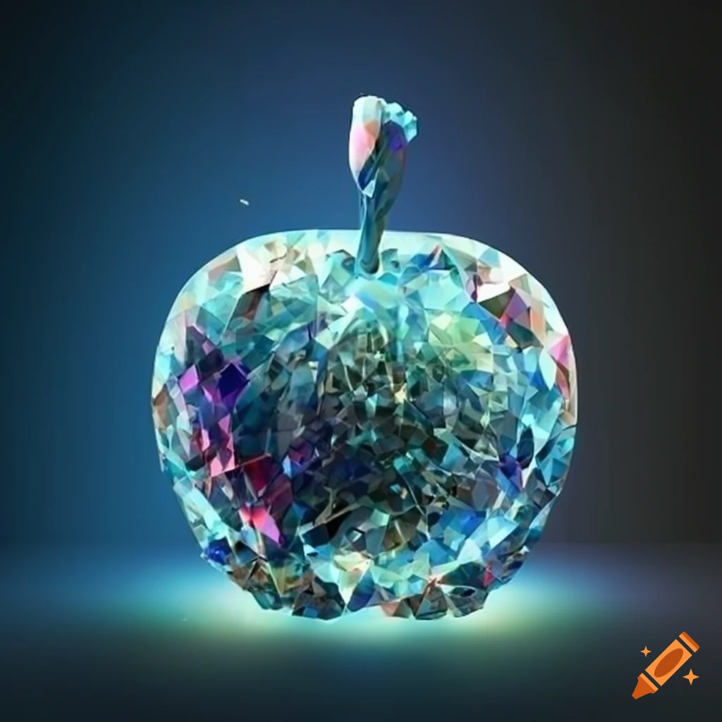 Dazzling crystal apple with intricate fractal designs on Craiyon