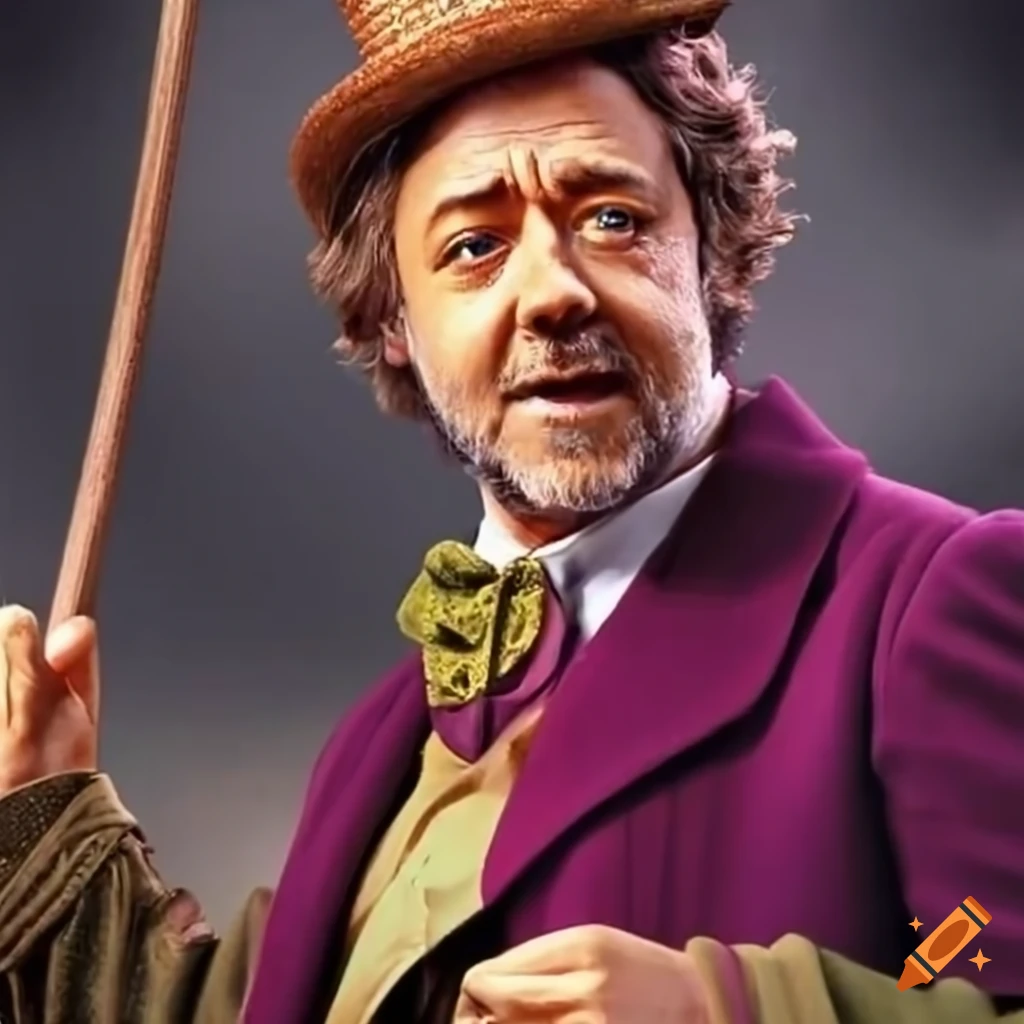 Willy wonka portrayed by russell crowe on Craiyon