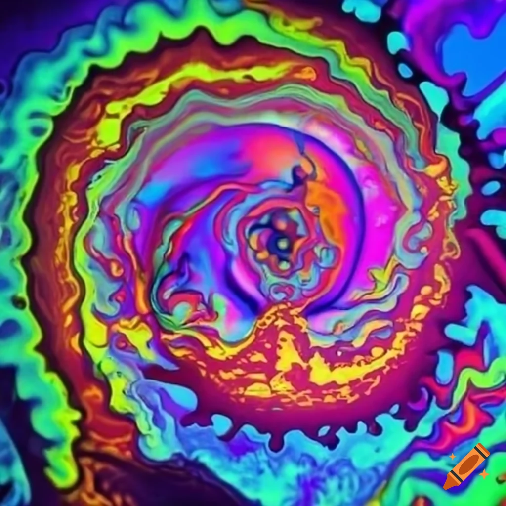 Colorful abstract representation of an acid trip on Craiyon