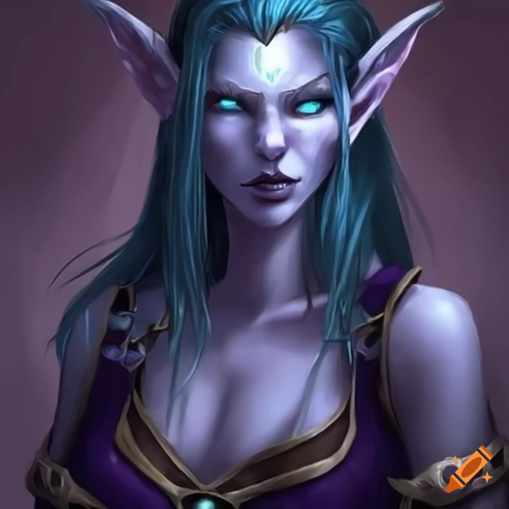 Night elf female character on Craiyon