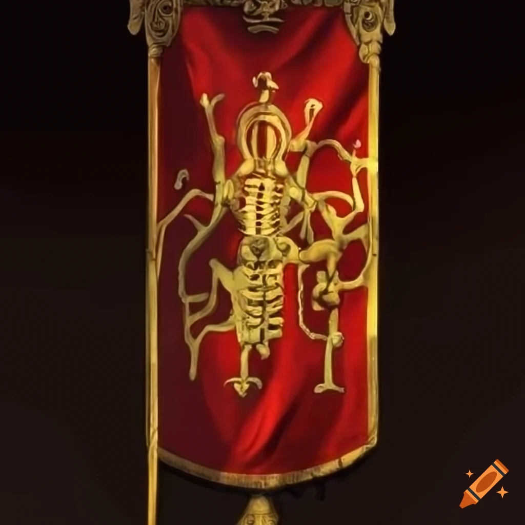 Historical banner with a symbol of authority and a golden skeleton key ...