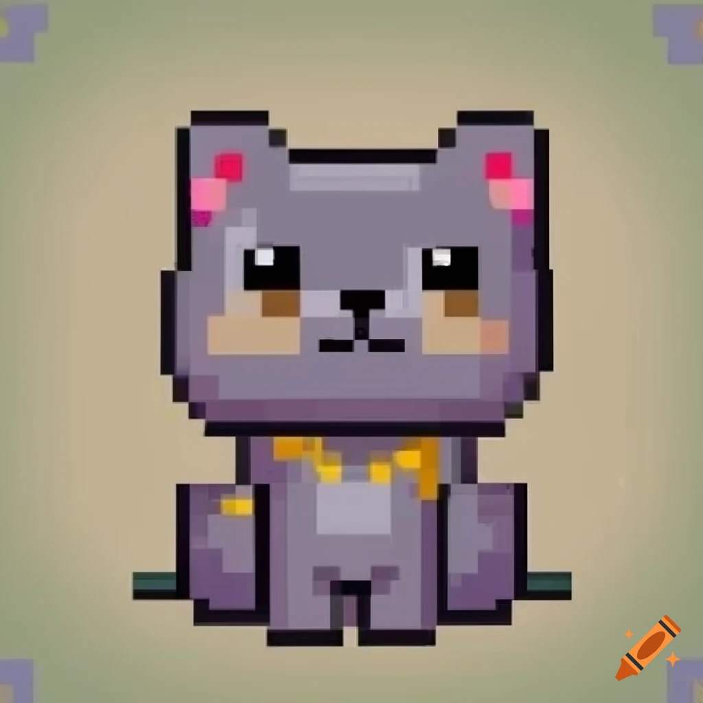 Cute cat in 64-bit pixel art style on Craiyon