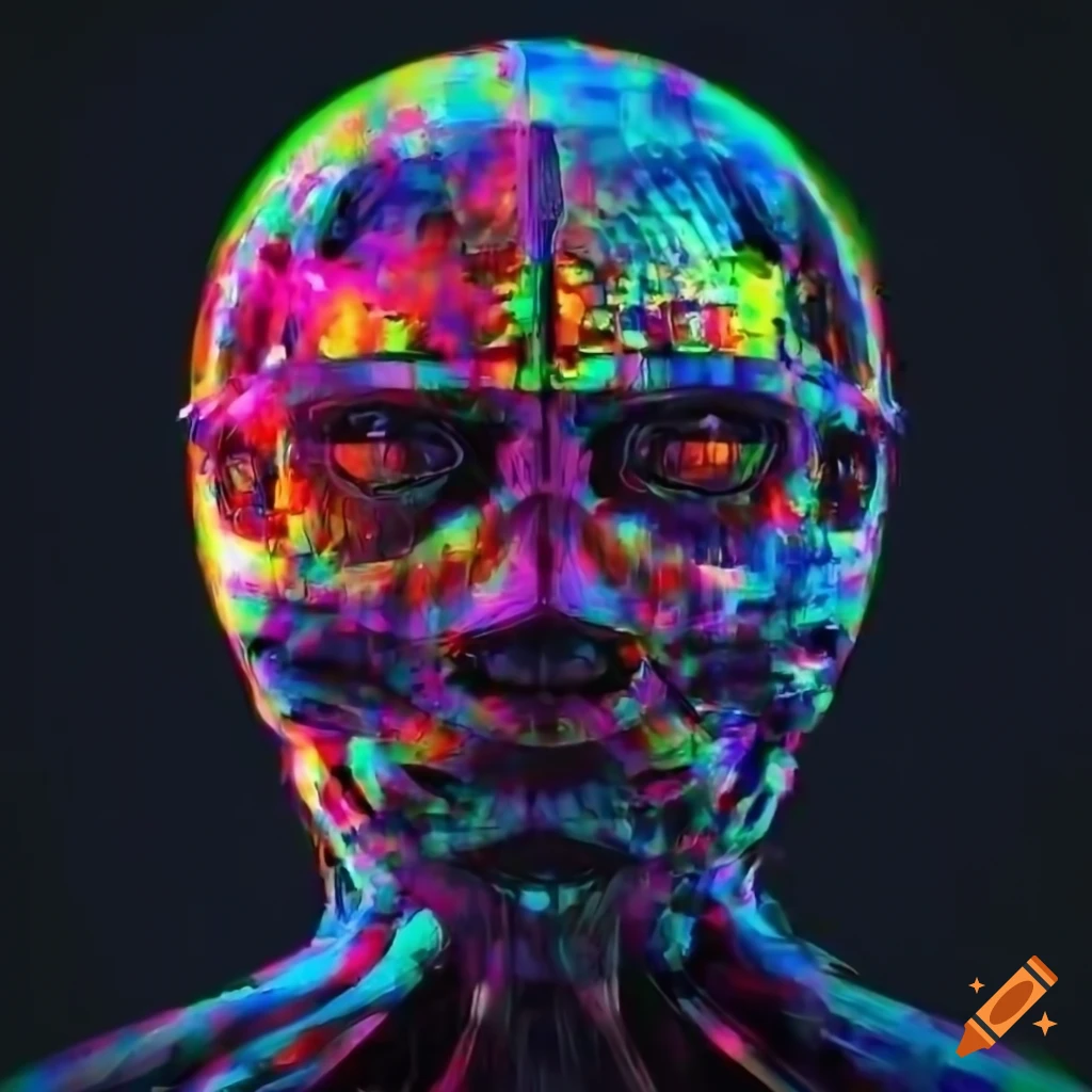 Techno abstract mind with the phrase 'Rave' on a futuristic transparent ...