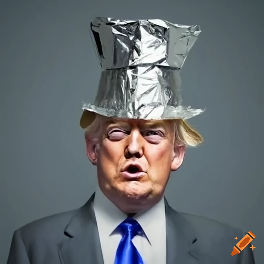 Satirical portrayal of former president wearing a tin foil hat on Craiyon
