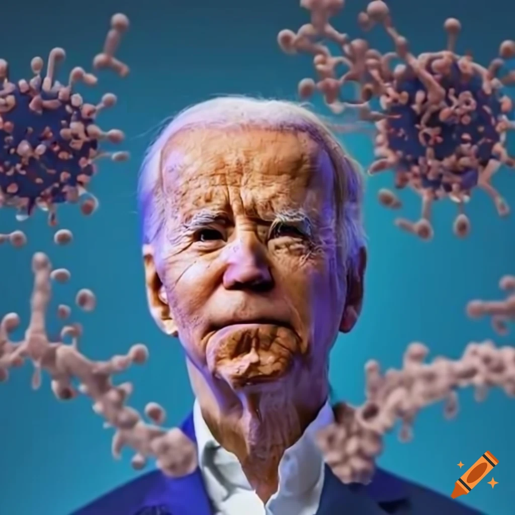 Molecular model of Covid-19 virus blended with President Joe Biden's ...