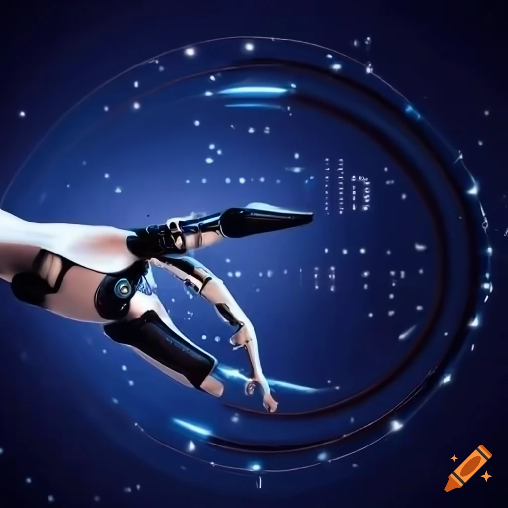 Close-up of man's bionic hand interacting with space on Craiyon