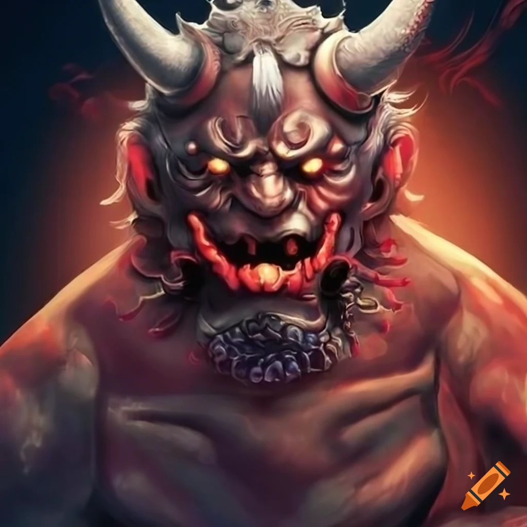 Asian demon-like creature with horns and fangs on Craiyon