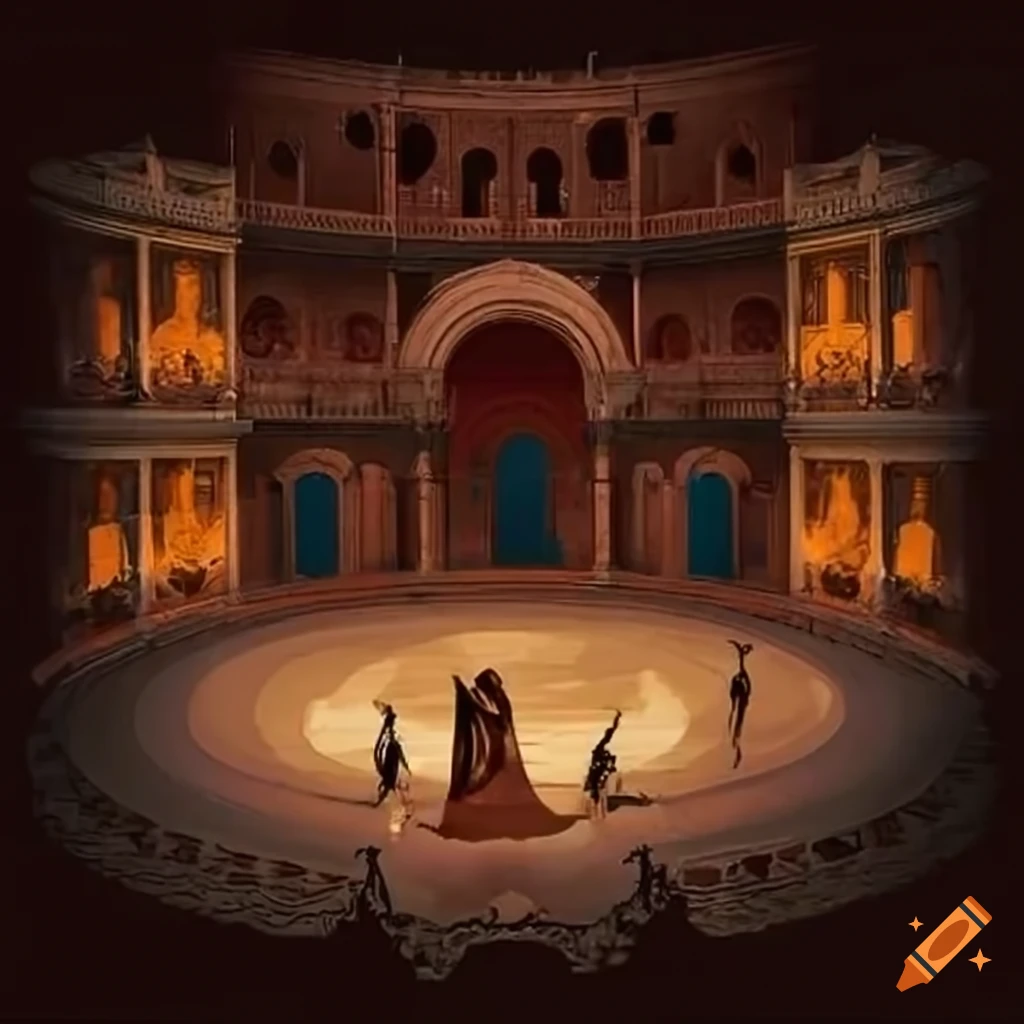 Gladiator arena designed as a Victorian theater on Craiyon