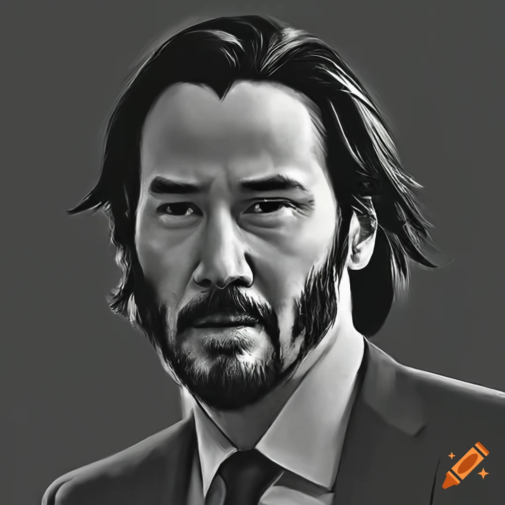 Image of keanu reeves in black and white on Craiyon