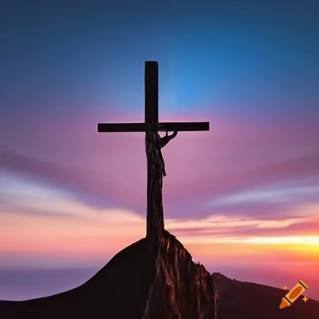 Christian cross behind mountains wallpaper on Craiyon