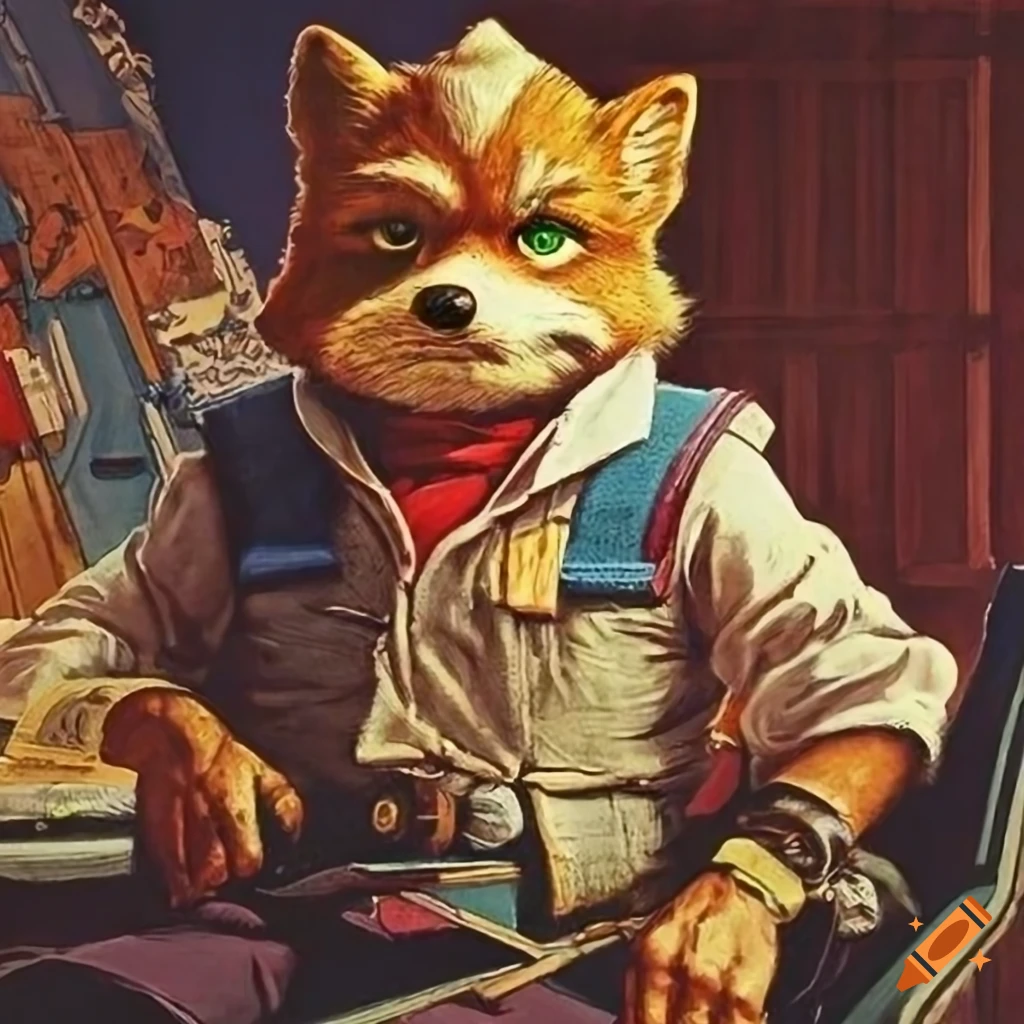 Intricate vintage Star Fox poster with elements of James Gurney and ...